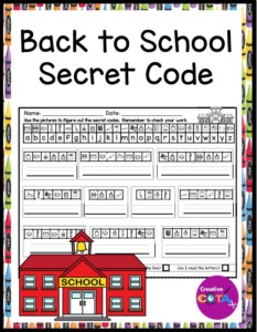 Back to School Secret Code Worksheets - Your Therapy Source