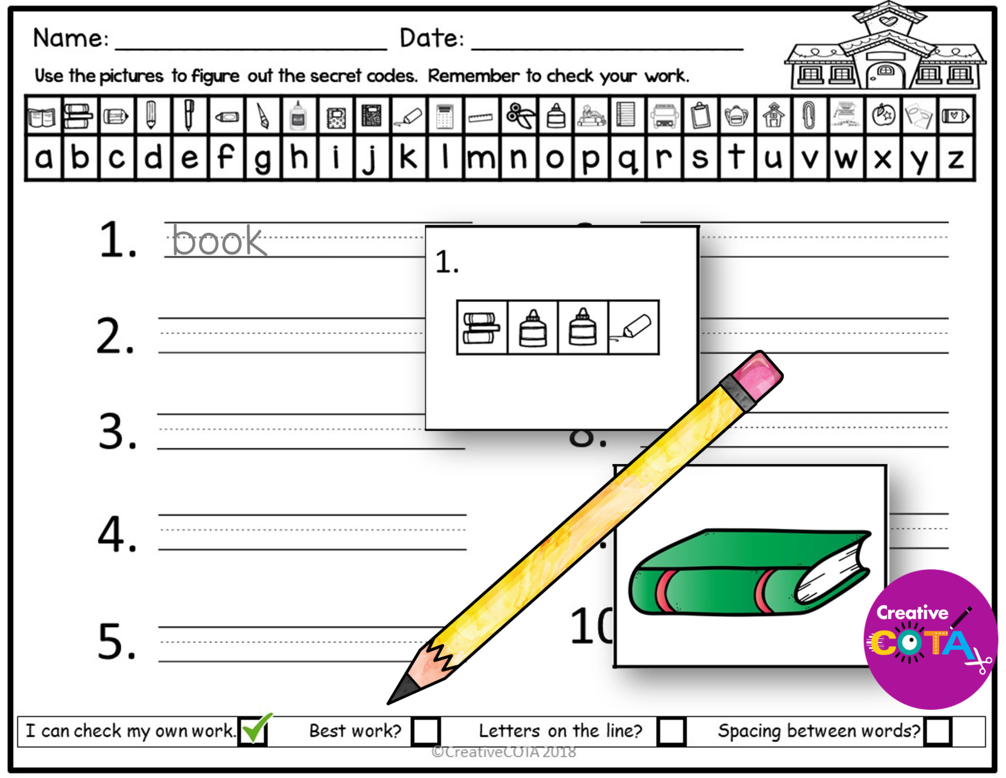 Back to School Secret Code Worksheets - Your Therapy Source