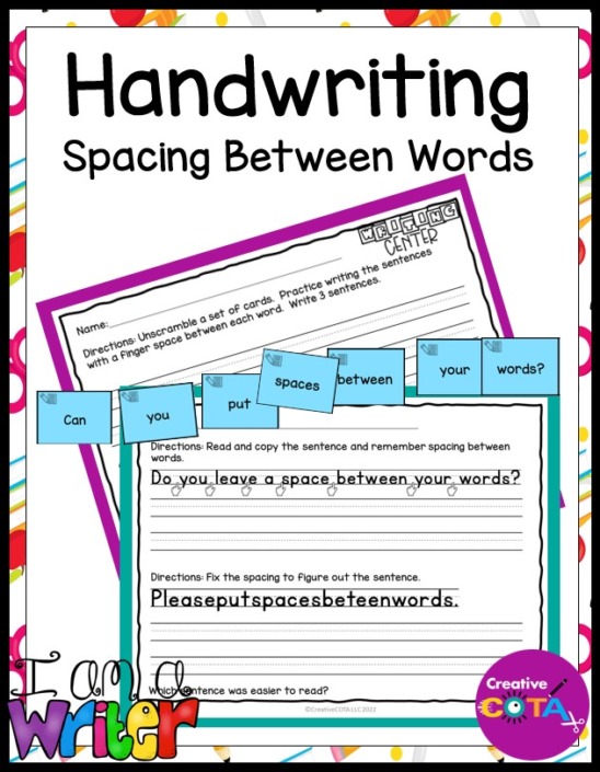 Handwriting Spacing Between Words - Your Therapy Source