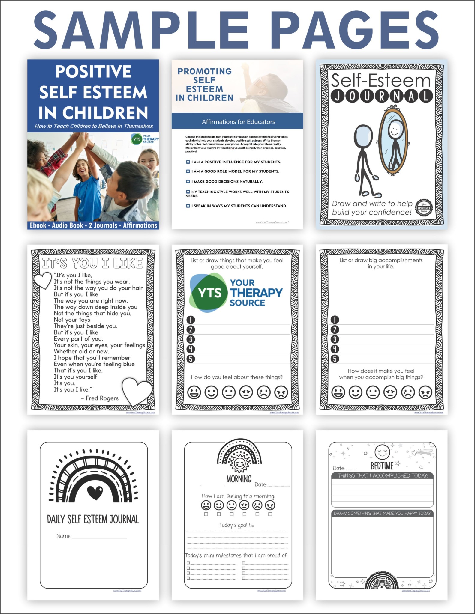 Self Esteem Journal for Kids + Ebook - Your Therapy Source