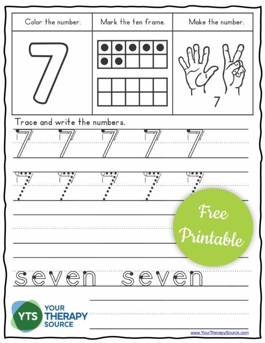 Number Tracing Worksheets PDF - FREE - Your Therapy Source
