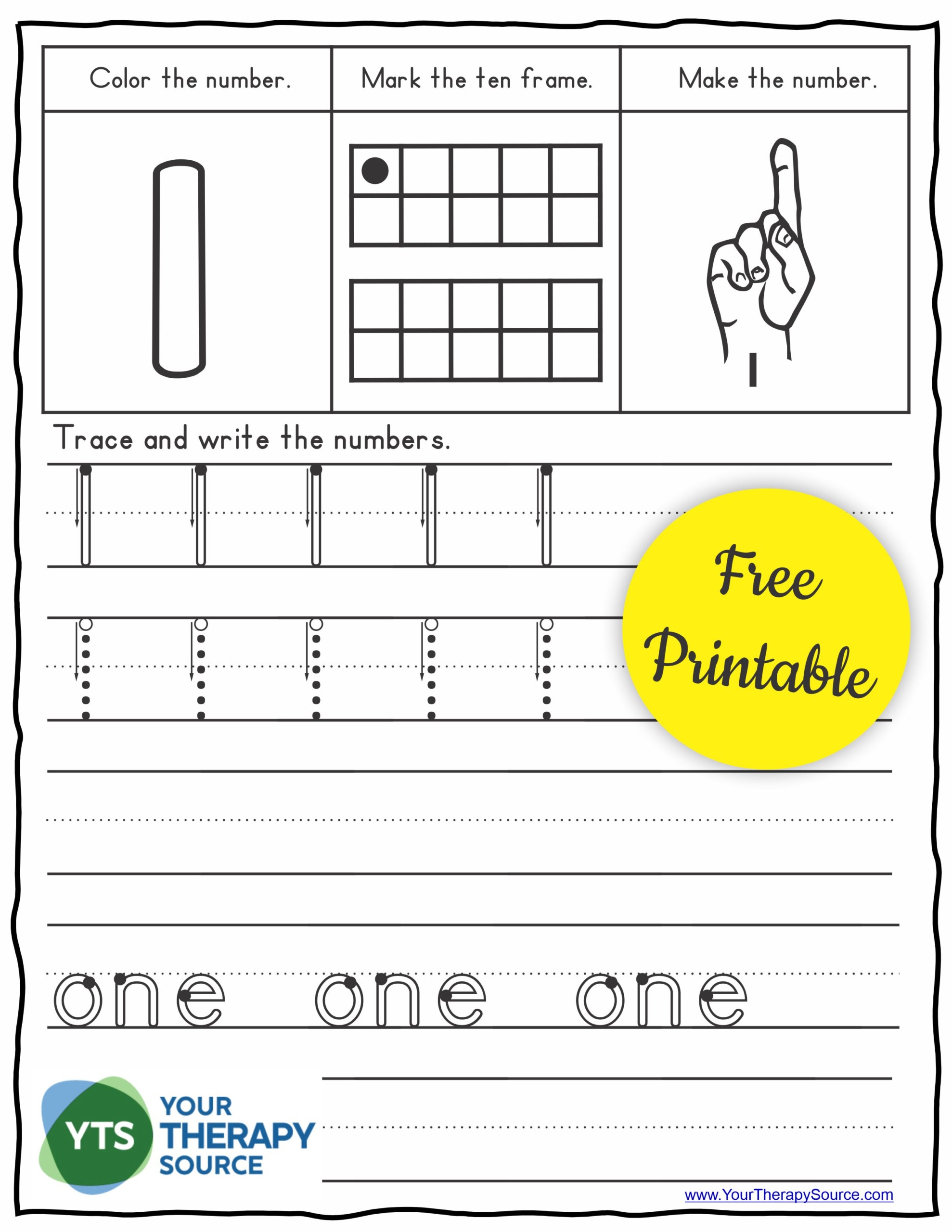 Number Tracing Worksheets PDF - FREE - Your Therapy Source