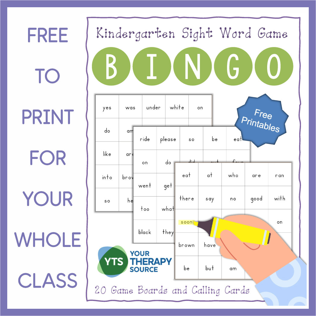 Kindergarten Sight Word Bingo Your Therapy Source