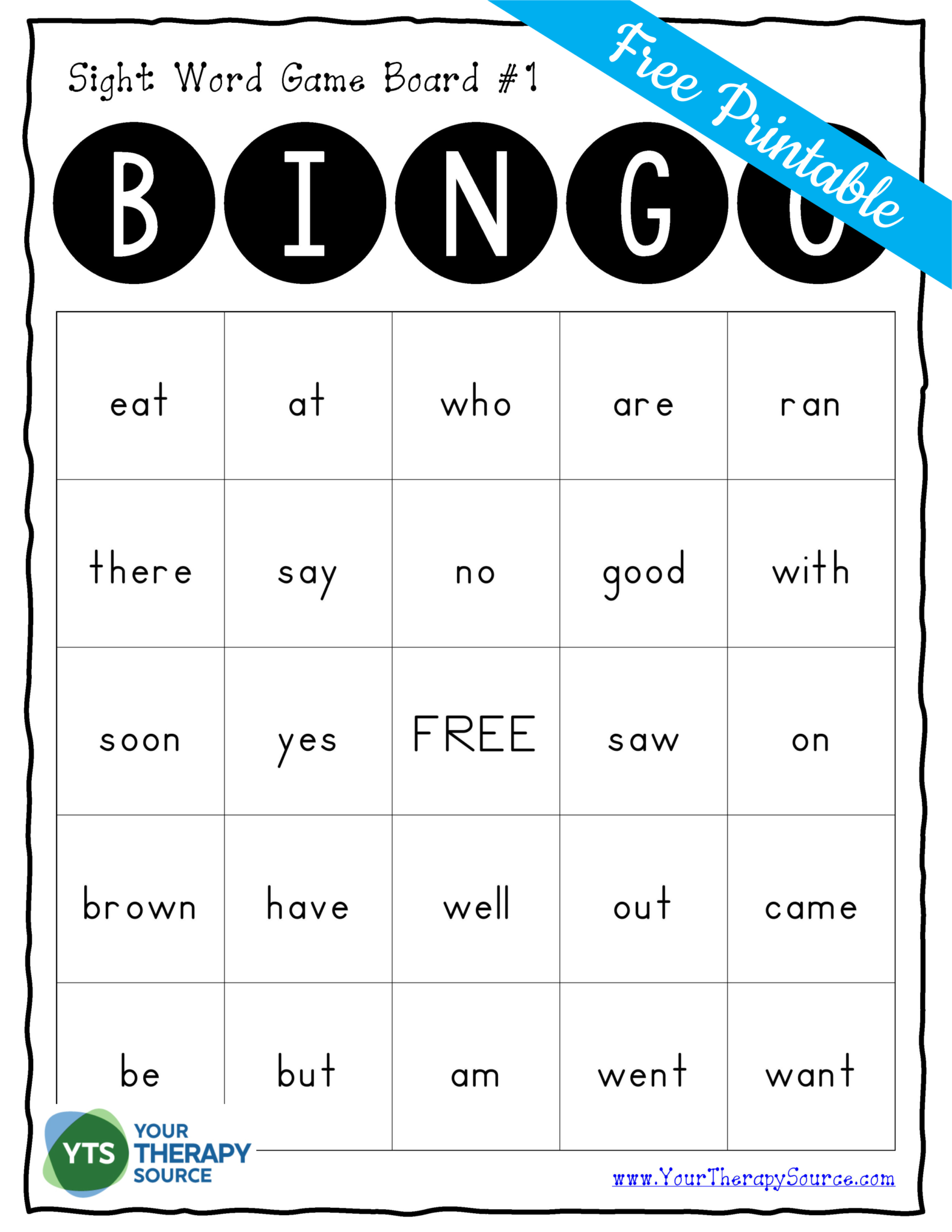 Kindergarten Sight Word Bingo - Your Therapy Source