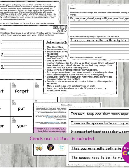 Handwriting Spacing Between Words - Your Therapy Source