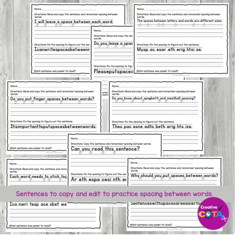 Handwriting Spacing Between Words - Your Therapy Source