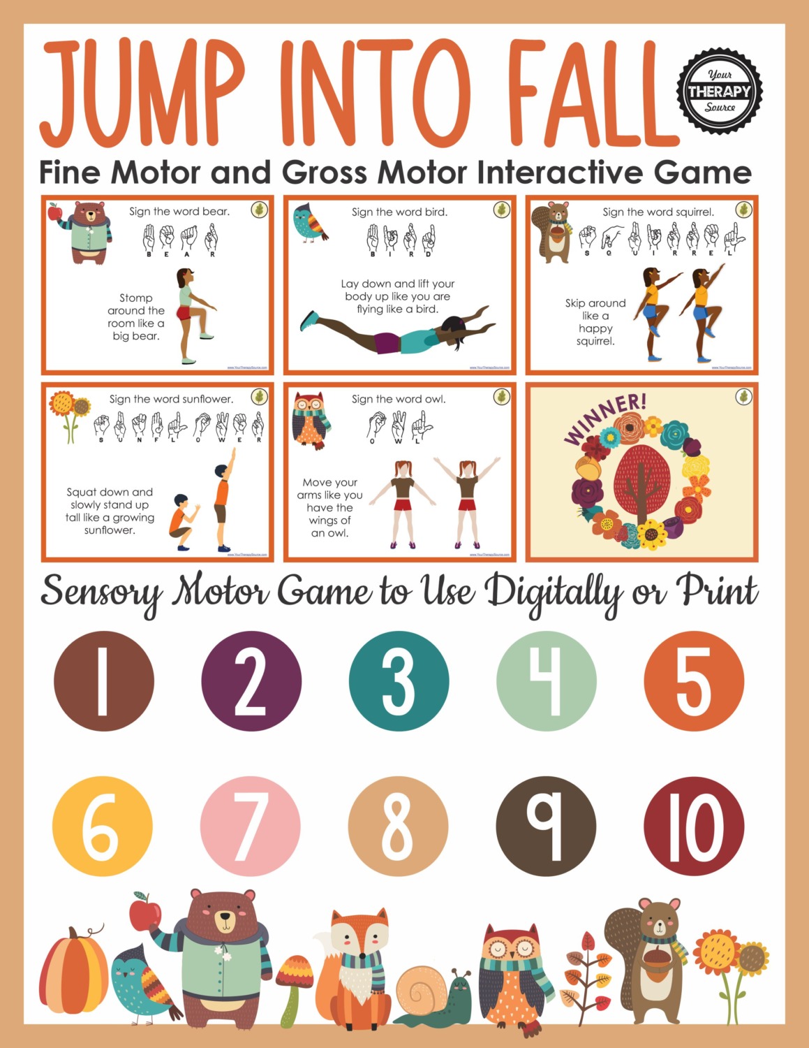 Jump into Fall Sensory Motor Game - Your Therapy Source