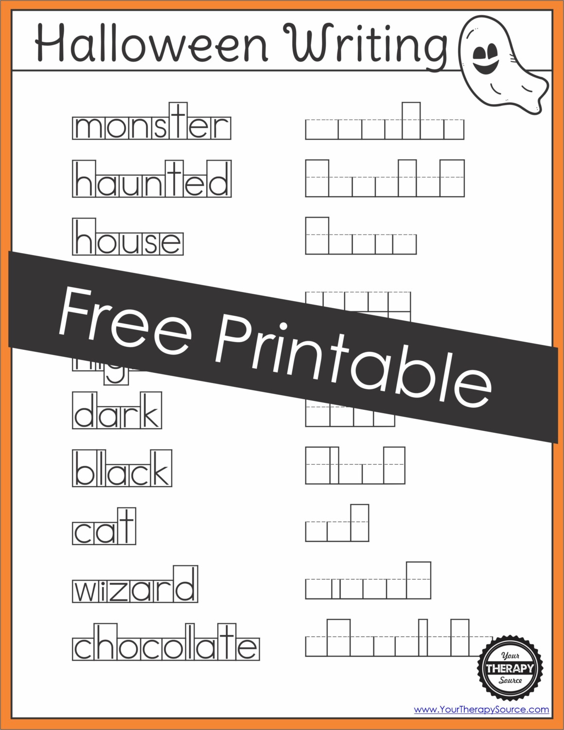 Halloween Word List Printable FREE PDF - Your Therapy Source