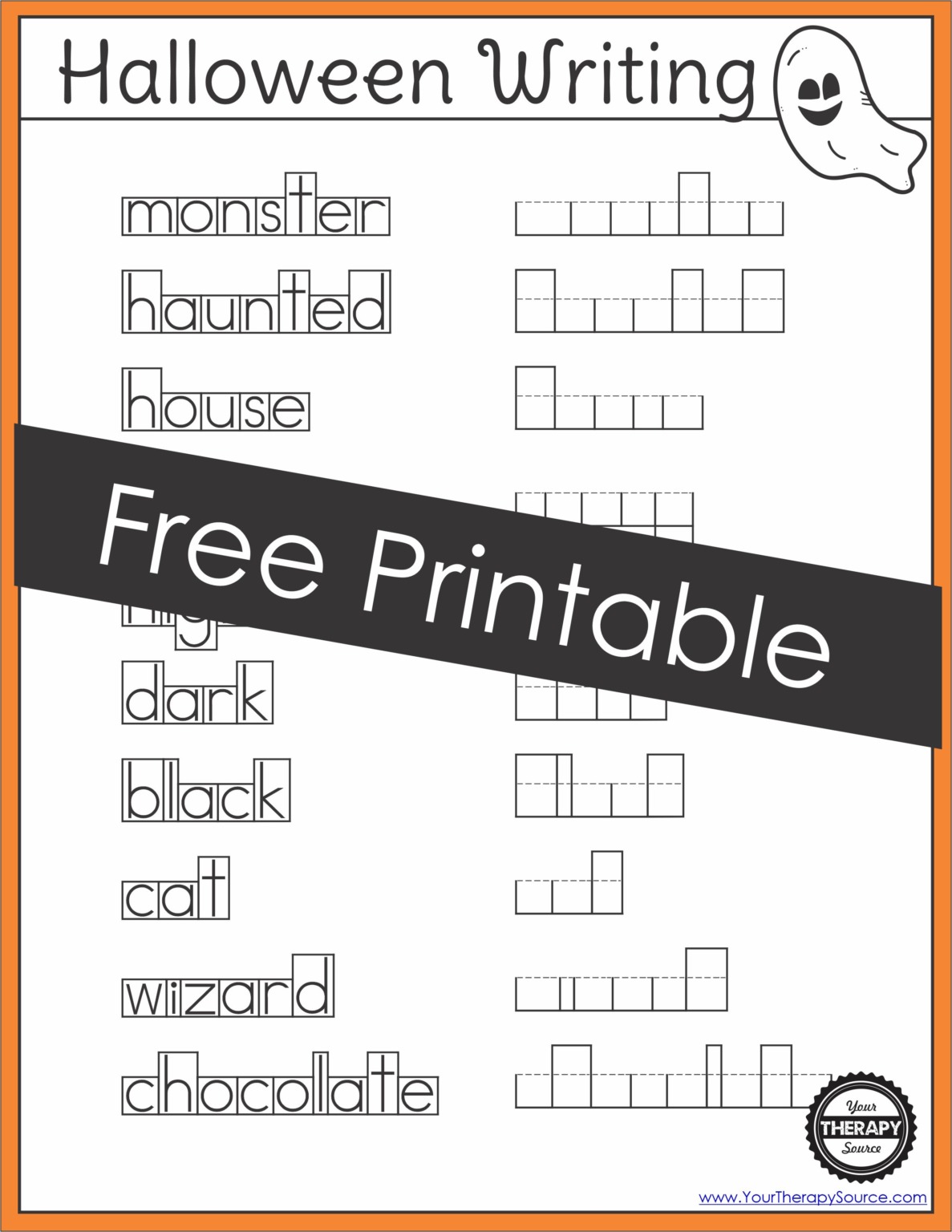 Halloween Word List Printable FREE PDF - Your Therapy Source