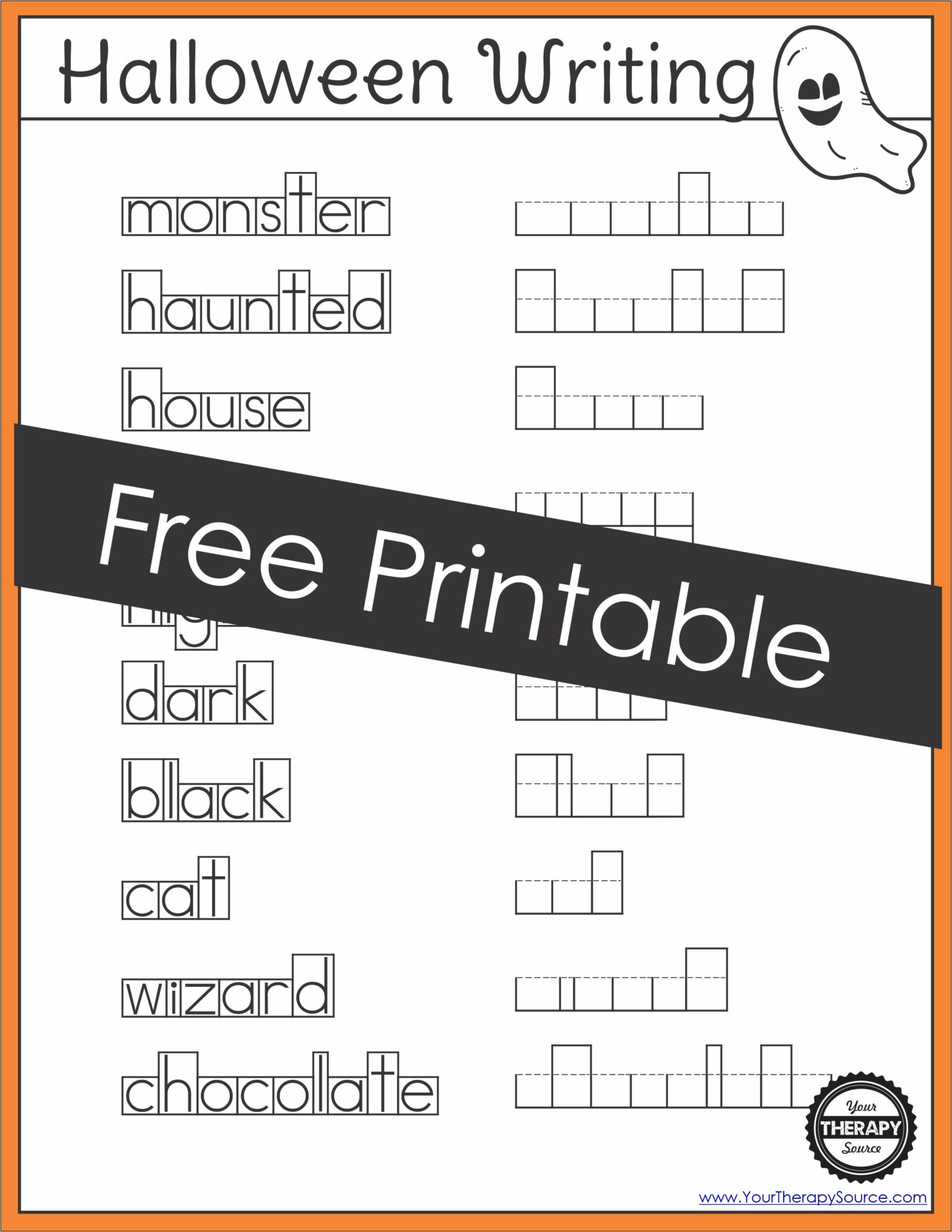 Halloween Word List Printable FREE PDF - Your Therapy Source