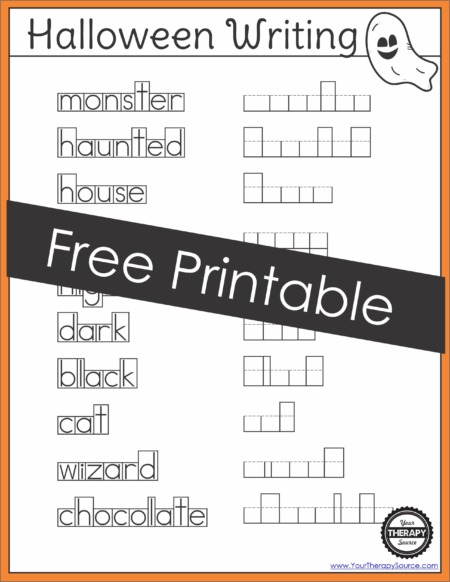 Halloween Word List Printable FREE PDF - Your Therapy Source