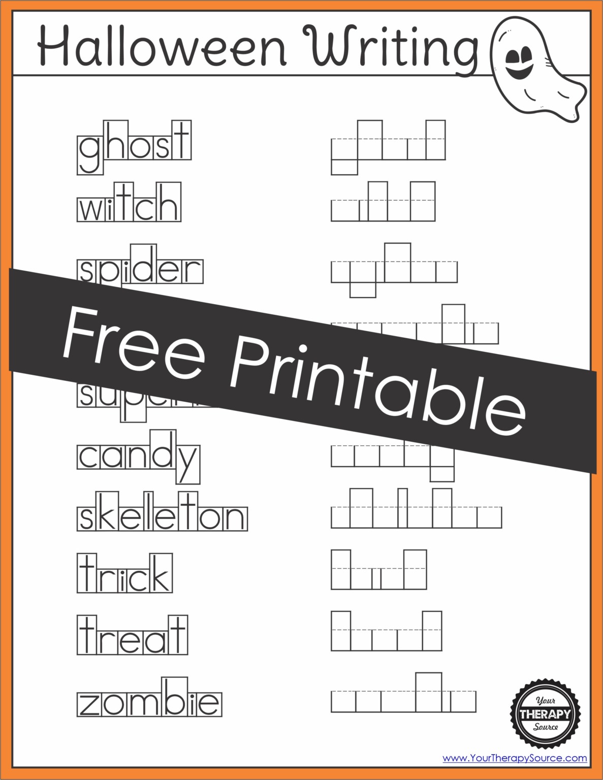 Halloween Word List Printable FREE PDF - Your Therapy Source