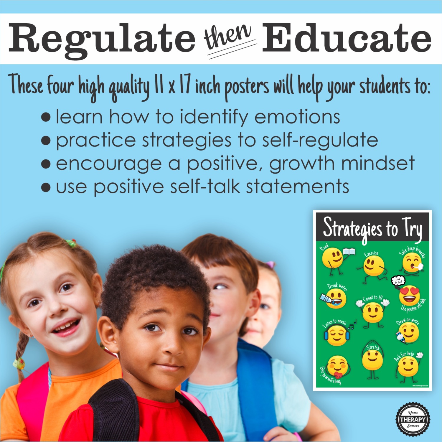 Emotional Regulation Skills PRINTED Posters - Your Therapy Source