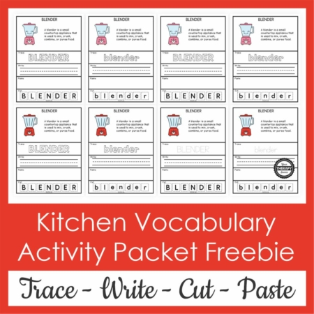 Kitchen Vocabulary Worksheet Freebie - Your Therapy Source