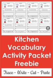 Kitchen Vocabulary Worksheet Freebie - Your Therapy Source