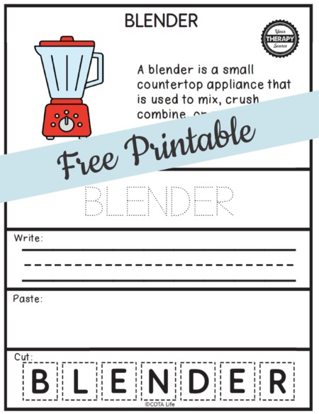 Kitchen Vocabulary Worksheet Freebie - Your Therapy Source
