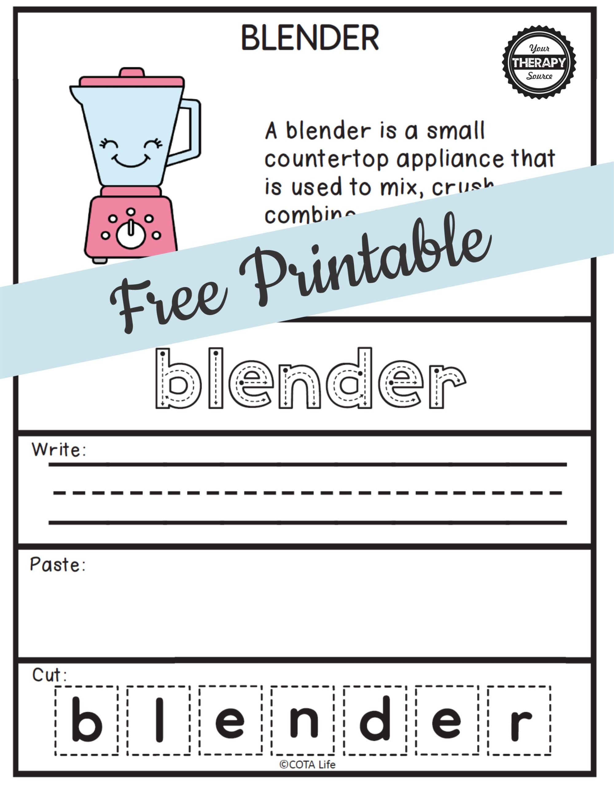 Kitchen Vocabulary Worksheet Freebie - Your Therapy Source