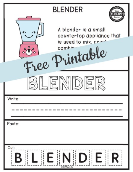 Kitchen Vocabulary Worksheet Freebie - Your Therapy Source