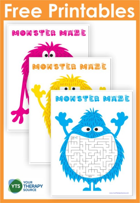 Monster Mazes PDF Free Printables - Your Therapy Source