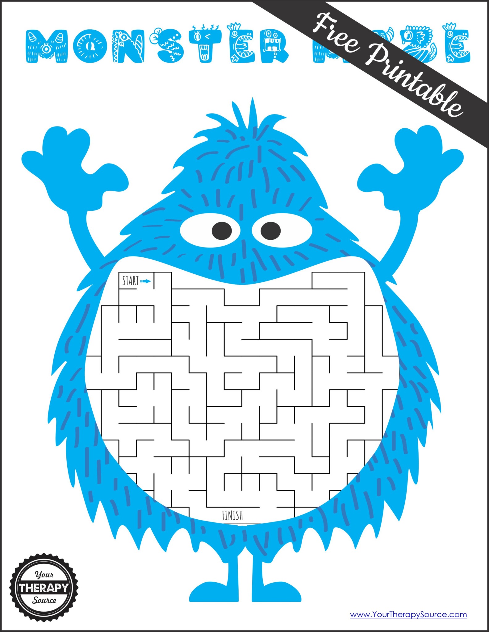 Monster Mazes PDF Free Printables - Your Therapy Source