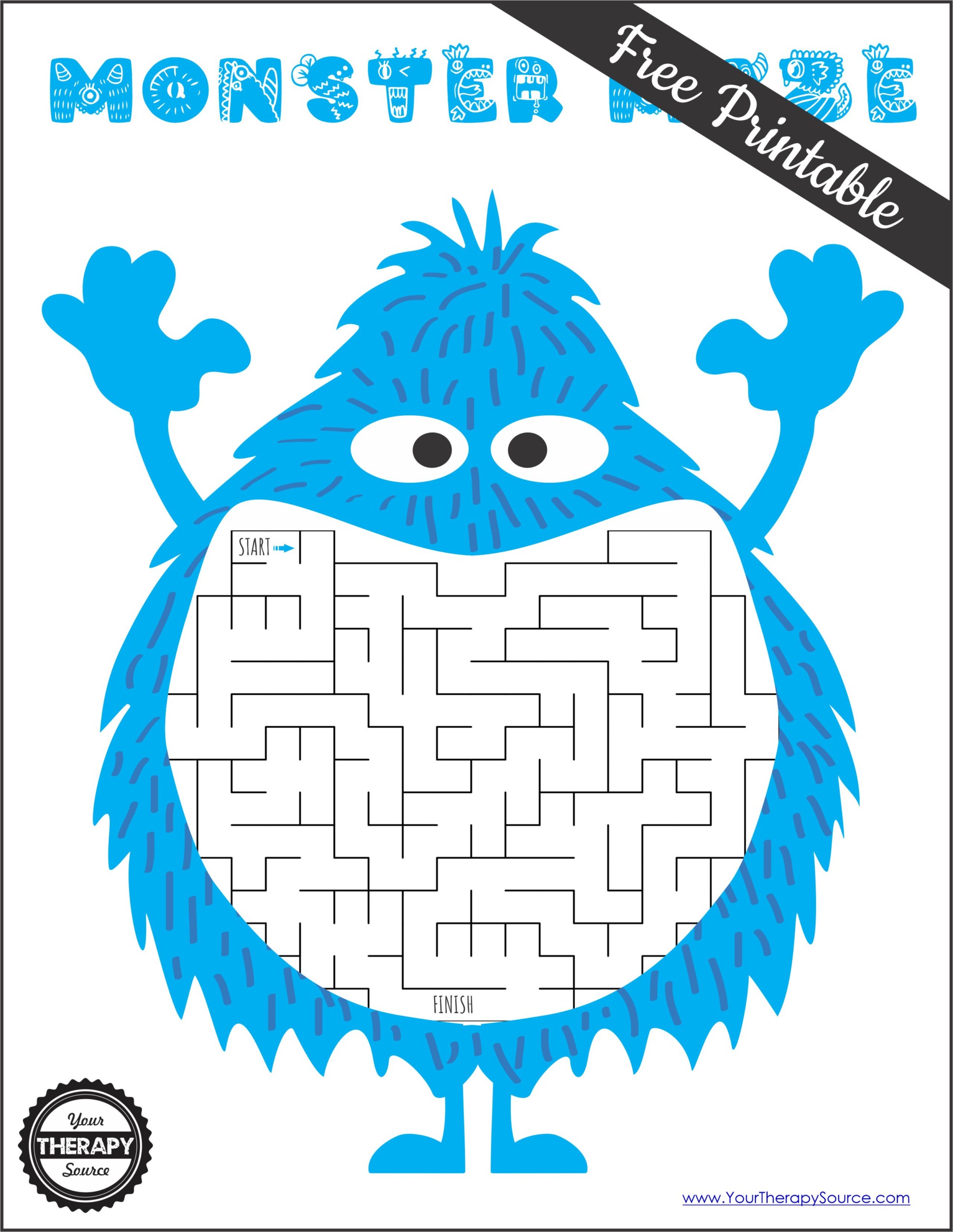 Monster Mazes PDF Free Printables - Your Therapy Source