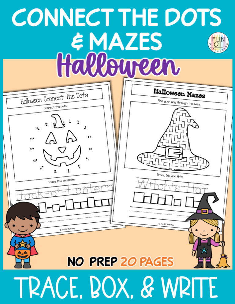 Halloween Connect the Dots and Mazes – Trace, Box, & Write - Your ...