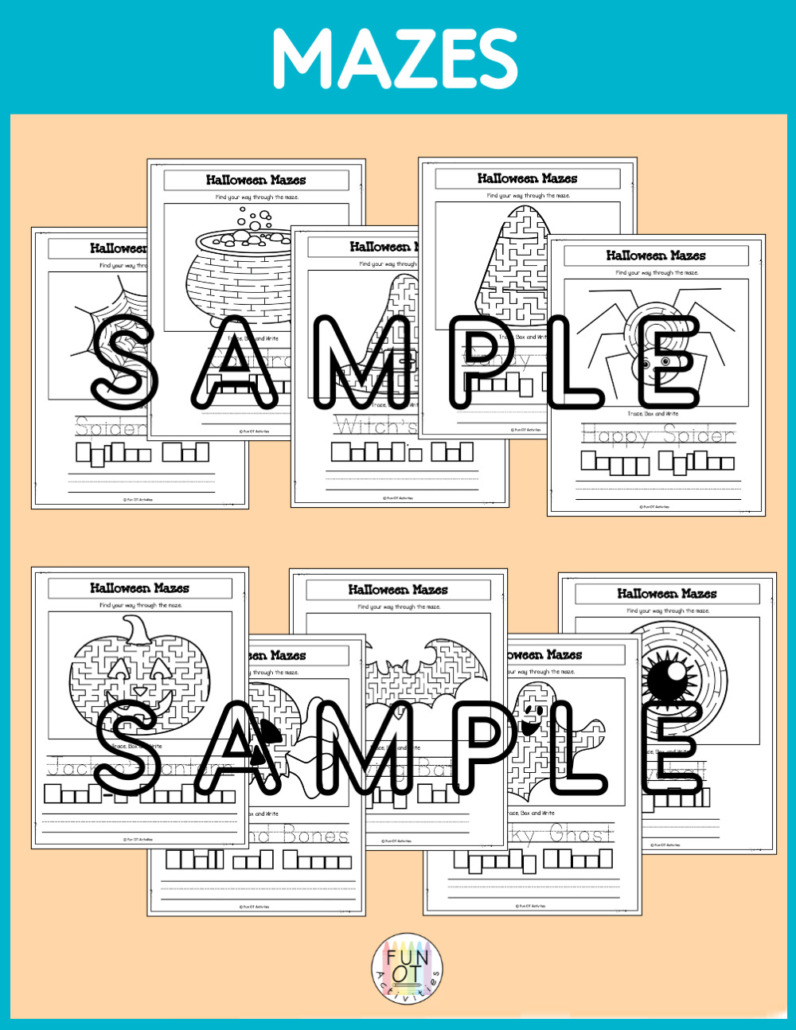 Halloween Connect the Dots and Mazes – Trace, Box, & Write - Your ...
