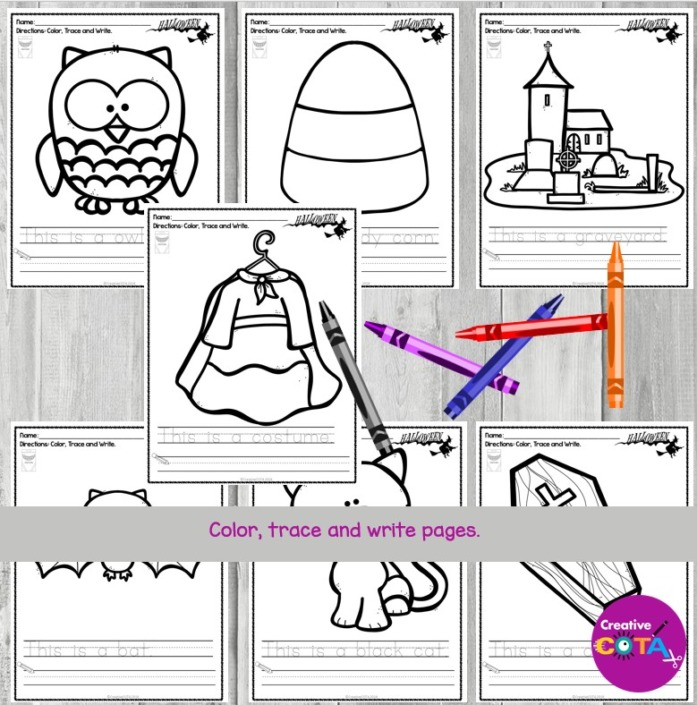 Halloween Sentences - Color, Cut, Paste, Write - Your Therapy Source