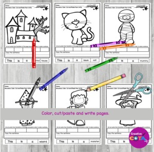 Halloween Sentences - Color, Cut, Paste, Write - Your Therapy Source