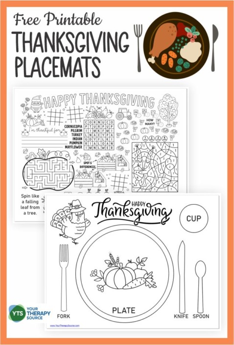 Thanksgiving Coloring Placemats - Free Printables - Your Therapy Source