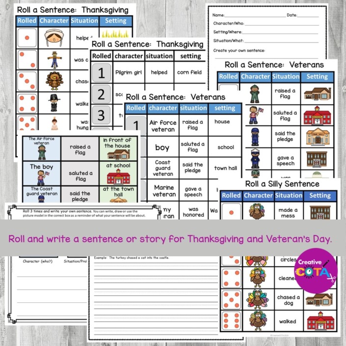 November and December Roll a Sentence - Your Therapy Source