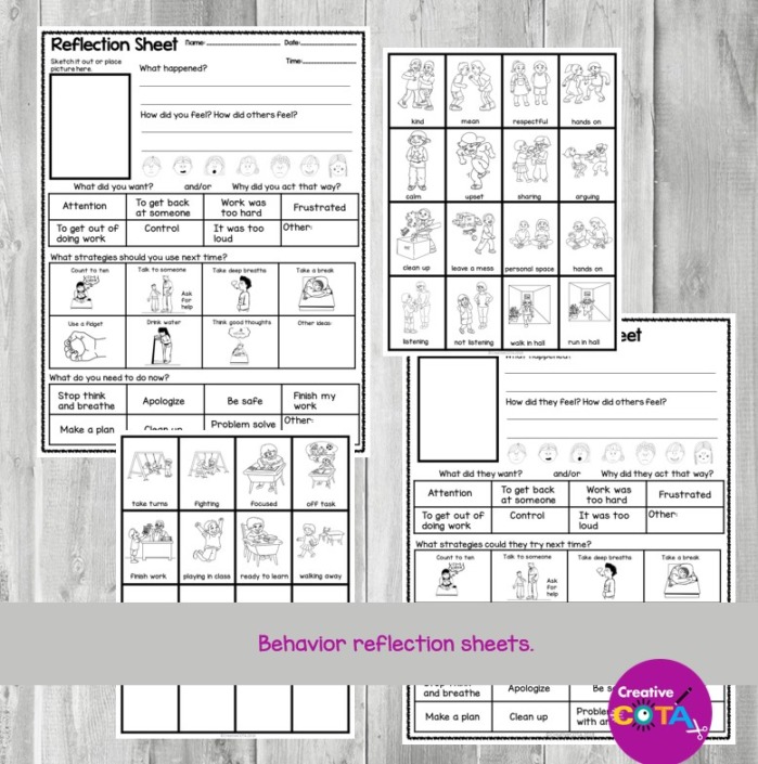 Reflection Sheet for Behavior - Your Therapy Source