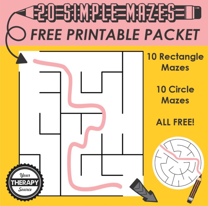 Simple Mazes - Free PDF Packet - Your Therapy Source