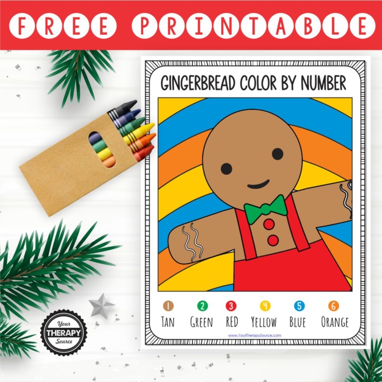 Gingerbread Color By Number PDF Free Printable - Your Therapy Source