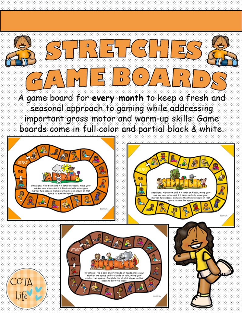 Stretching Board Game Packet - Your Therapy Source