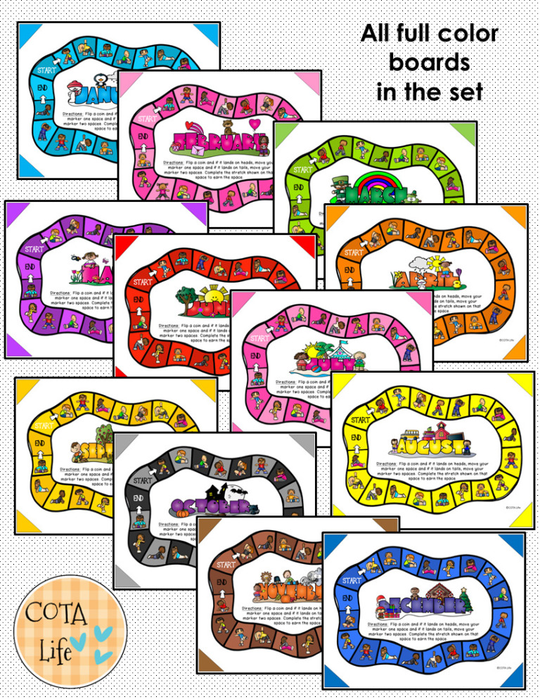 Stretching Board Game Packet - Your Therapy Source