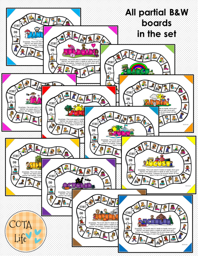 Stretching Board Game Packet - Your Therapy Source