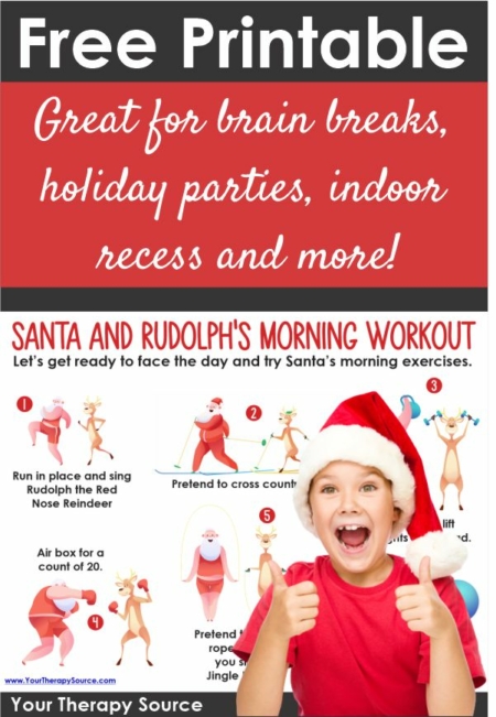 Santa Workout Freebie - Your Therapy Source