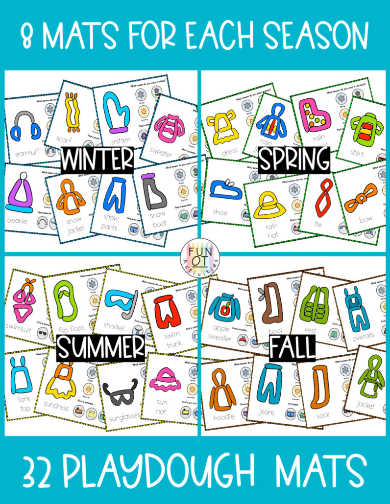 Seasonal Clothing Play Dough Mats - Your Therapy Source