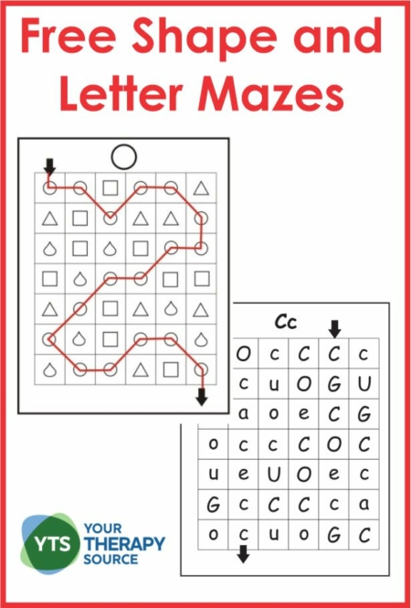 Shape Maze and Letter Maze Free Printables - Your Therapy Source
