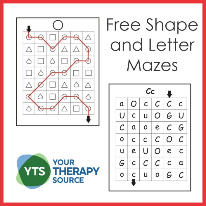 Shape Maze and Letter Maze Free Printables - Your Therapy Source