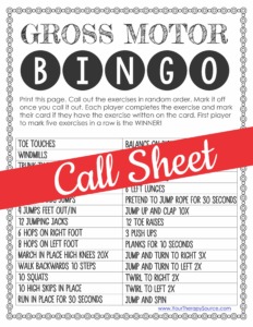 Gross Motor Bingo - PDF Free Printable - Your Therapy Source