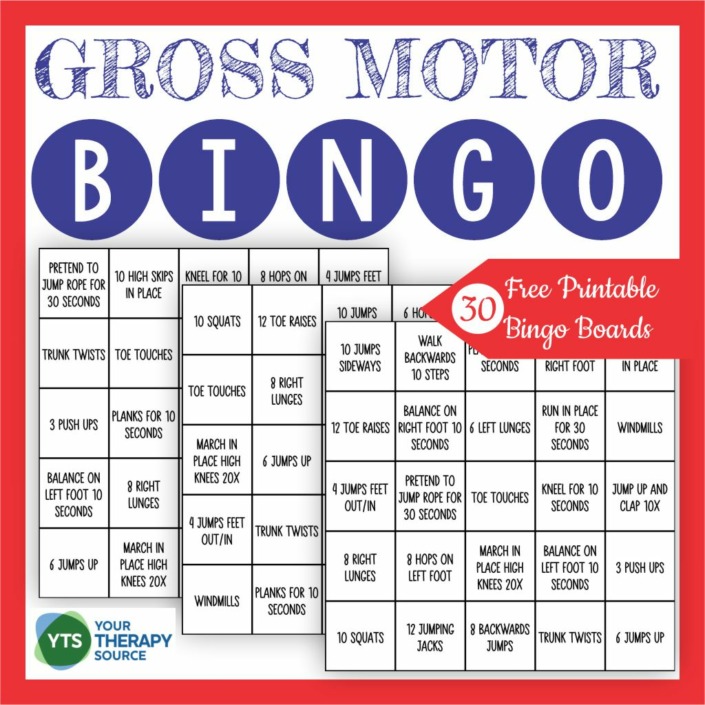 Gross Motor Bingo - PDF Free Printable - Your Therapy Source