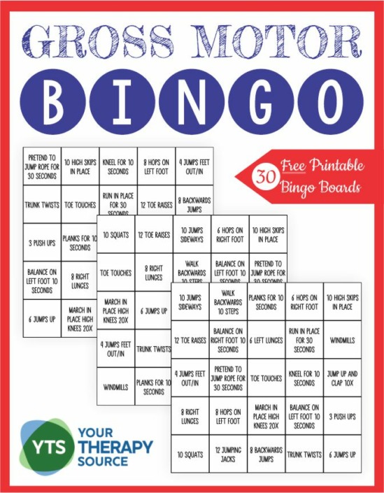 Gross Motor Bingo - PDF Free Printable - Your Therapy Source