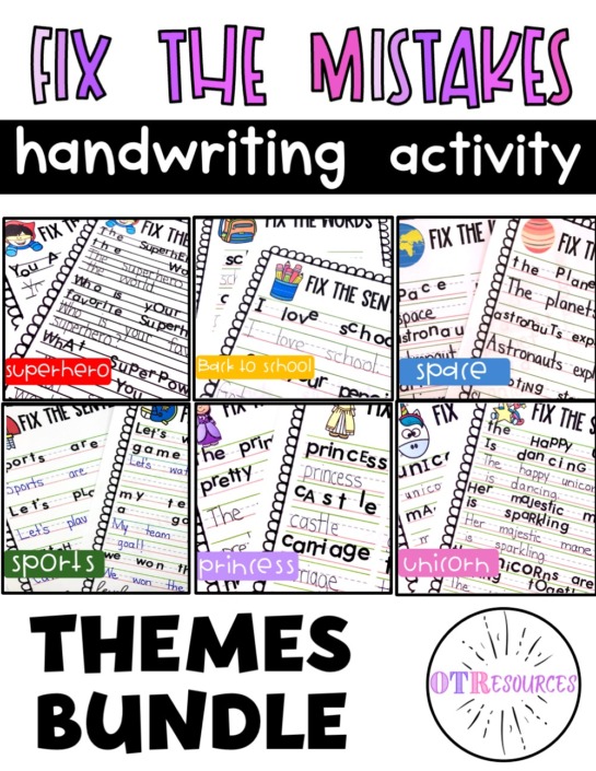 Fix the Handwriting Mistakes FUN Theme Bundle - Your Therapy Source