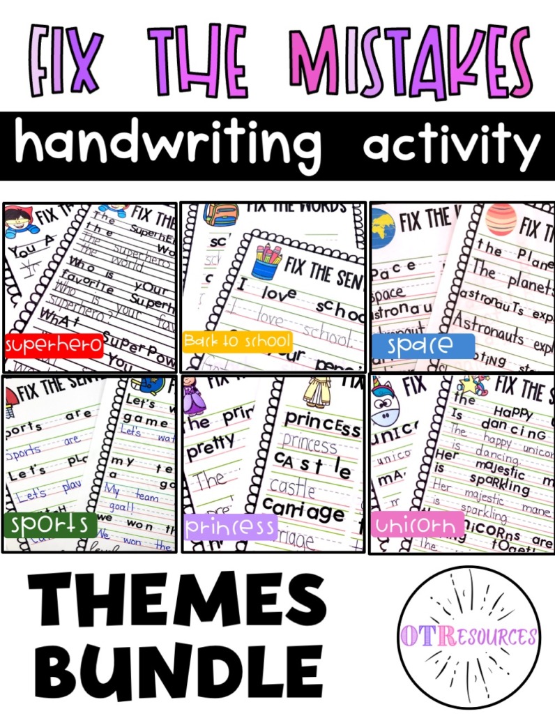 Fix the Handwriting Mistakes FUN Theme Bundle - Your Therapy Source