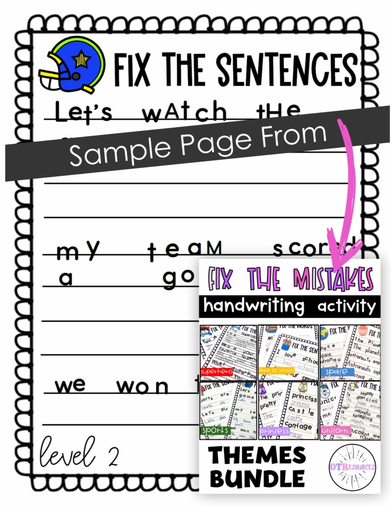 Fix the Handwriting Mistakes FUN Theme Bundle - Your Therapy Source