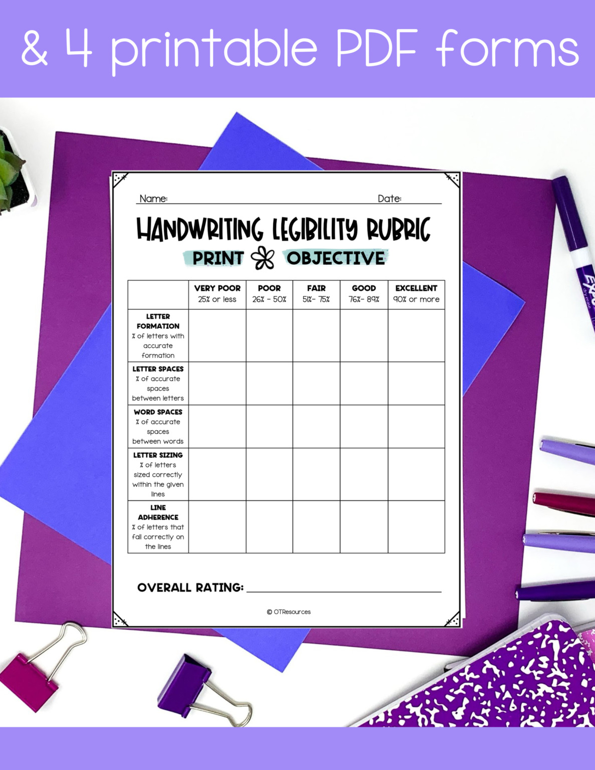 Print and Cursive Handwriting Rubric Bundle - Your Therapy Source