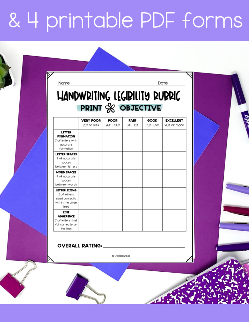 Print and Cursive Handwriting Rubric Bundle - Your Therapy Source