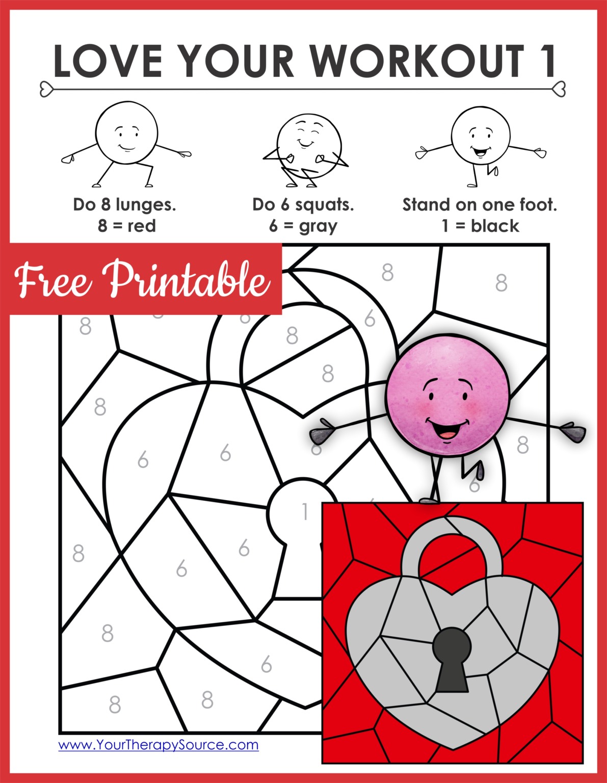 Valentine Color By Number Worksheets - Your Therapy Source